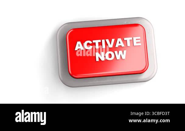 3D Rendered Red Button Labeled ACTIVATE NOW Pressed by Finger White ...