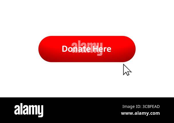 3D Rendered Animation of 'Donate Here' Button Clicked by Computer Mouse ...