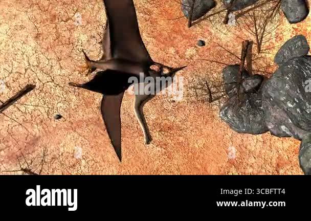flock of pterosaurs circle above a dead Brachiosaurus then come in to ...