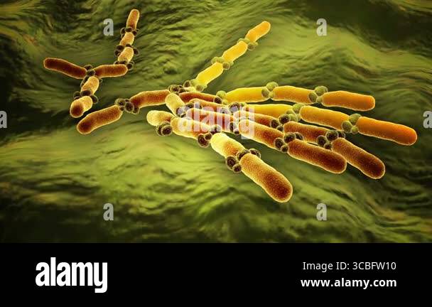 Microscopic visualization of Candida albicans. 3d animation. concept ...