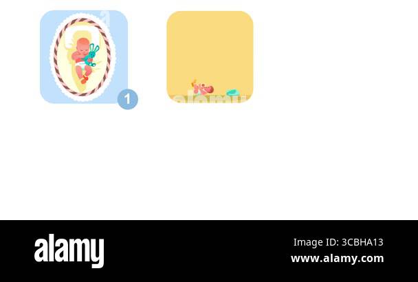 Baby growth process. Moving banner with stages of child development ...