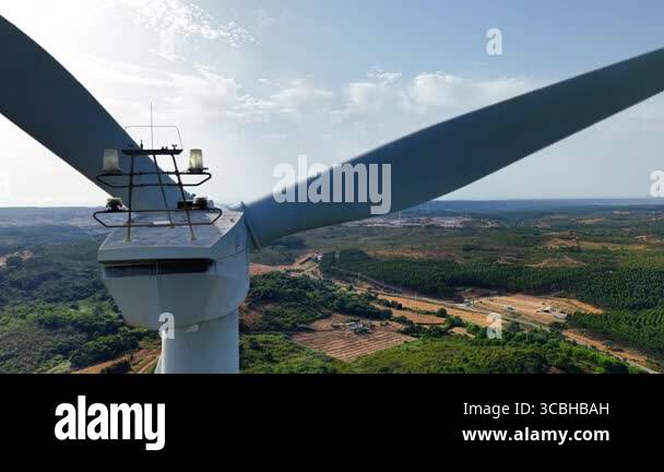 Climbing up a wind turbine provides stunning panoramic views of lush ...