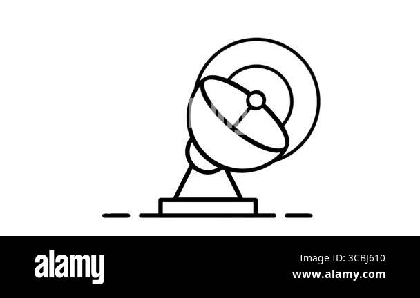A large radar dish beams signals outward on a clean white background ...