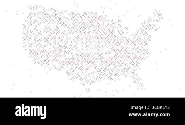 Interwoven Generative Map of the US Stock Video Footage - Alamy