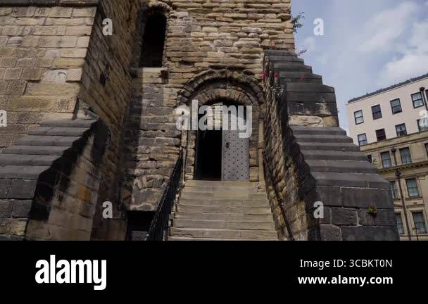 Stone stairs leading to the entrance of the Newcastle Castle keep s ...