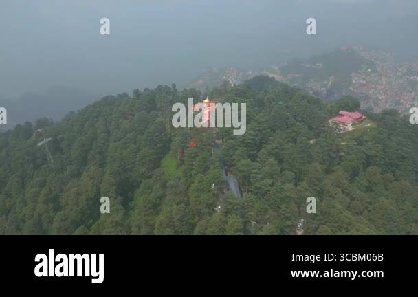 Shimla Hill Station Aerial View Mall Road and Jakho Temple Stock Video ...