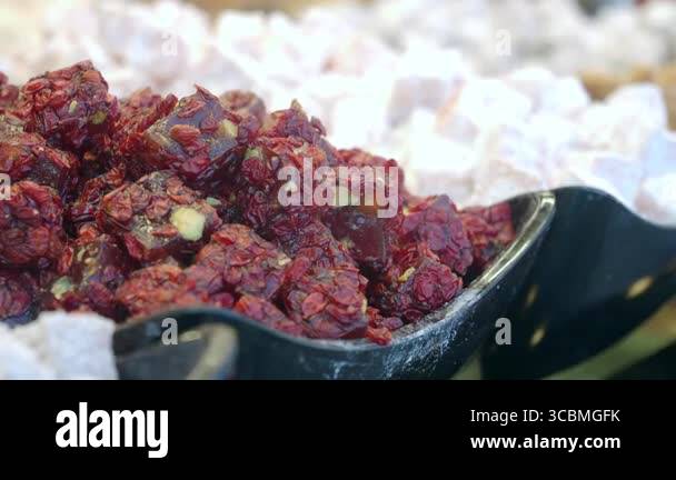 turkish delight display in a bustling market area Stock Video Footage ...
