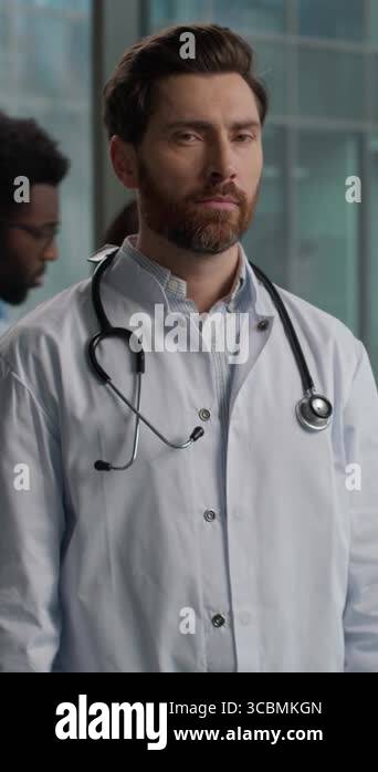 Proud confident Caucasian bearded man male therapist doctor physician ...