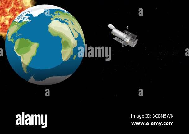Hubble telescope observing Earth and space phenomena Stock Video ...