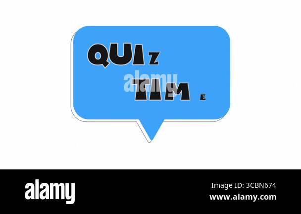 Quiz Time text in blue speech bubble on white background. 4K video ...
