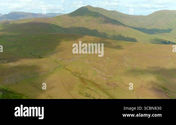 Beautiful aerial sunset view of Connemara region in Ireland. Scenic ...