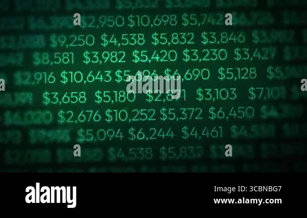 Financial concept background with green typography of number counters ...