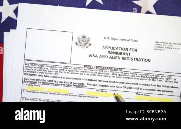 American application form for immigrant visa and alien registration Stock Videos & Footage - HD ...