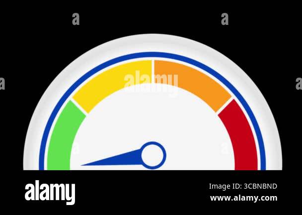 Colorful speedometer infographic 4k animation on isolated black ...