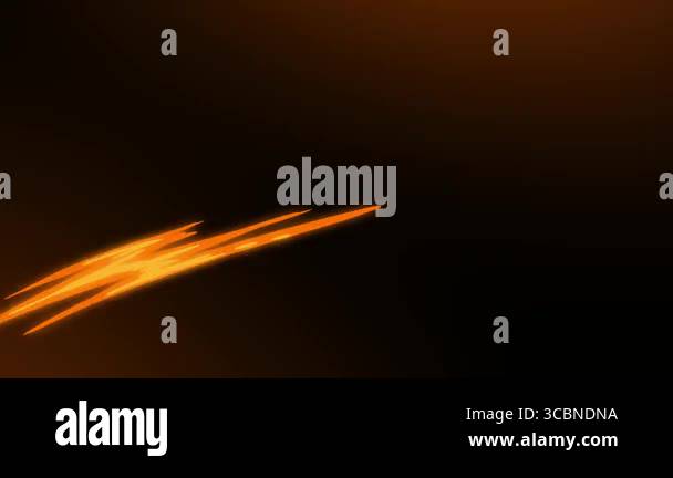 Stylized fire slash animation with orange flames on dark background ...