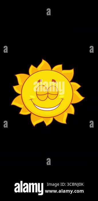 Funny Sun Face Winking and Smiling. 4K Animation Vertical 9:16 Video ...