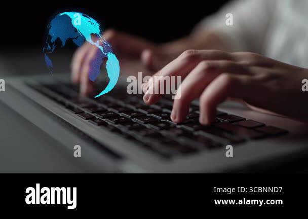 Global network connection visualization showing data exchange, digital link, worldwide ...