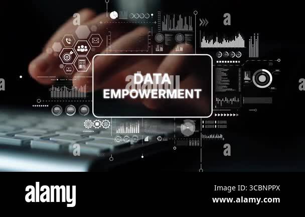 Data Empowerment Concept with Hands on Keyboard and Digital Analytics ...