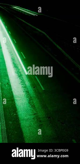 green car lights at night. long exposure Stock Video Footage - Alamy