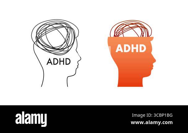 Adhd, messy mind, attention deficit hyperactivity disorder concept ...