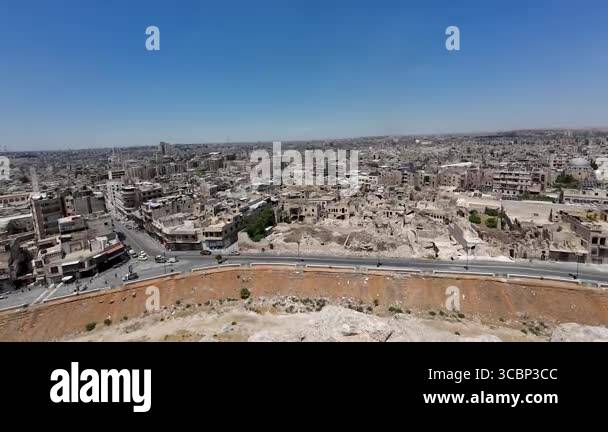 A panoramic view of an ancient city with historic ruins and modern ...