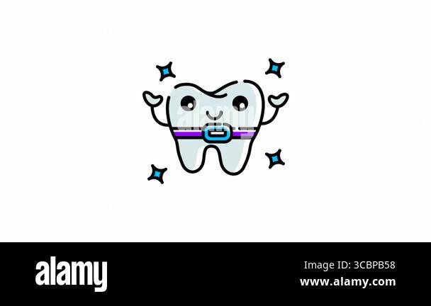 animation of Tooth wearing braces, dental hygiene concept for ...