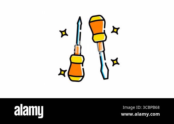 icon animation of Two screwdrivers suitable for DIY projects, with ...