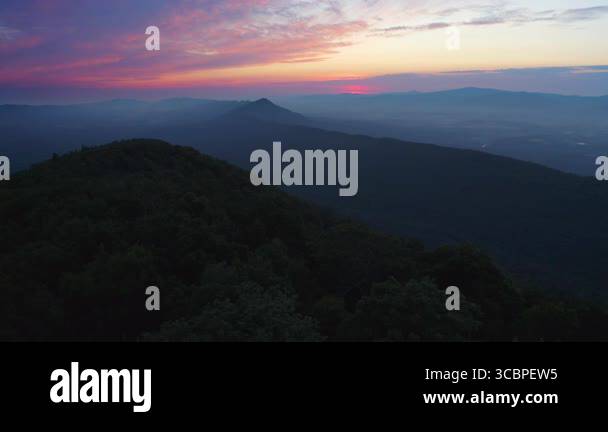 Duncan Knob at sunrise, captured in an aerial dolly-out shot above the ...