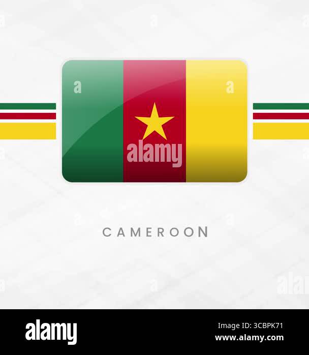 Vibrant Animated Cameroon Flag Waving in Button Frame with Bold Green ...