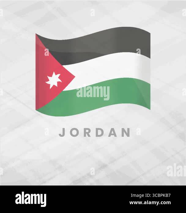 Vibrant Animated Jordan Flag Waving with Bold Black, White, and Green ...