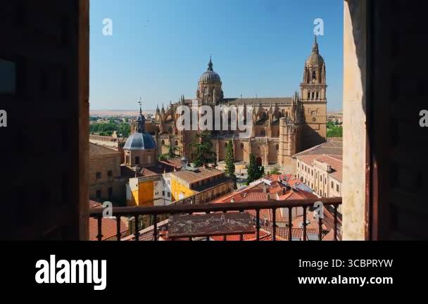 Magnificent historic facade of the Salamanca Cathedral in Castile and ...