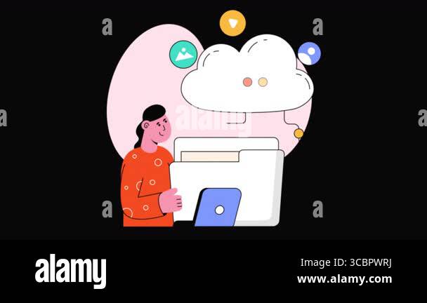 Cloud Data 2D animations on transparent background Stock Video Footage ...