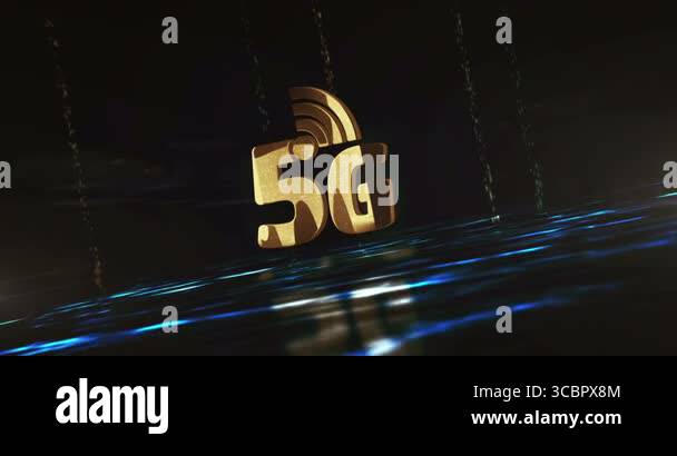 5G mobile wireless network and smartphone communication symbol rain ...