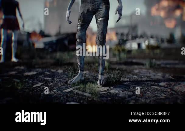 Russian zombie apocalypse. burning city Moscow. Armageddon. 4k ...