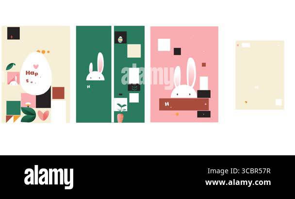 Set of easter cards. Moving posters with geometric patterns, eggs ...
