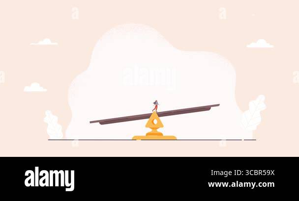 Emotional balance. Moving banner with female character walking on thin ...