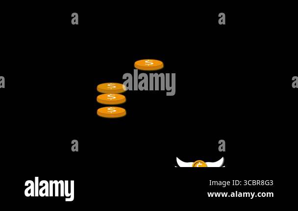 Animated dollar coin piles with wings illustrating financial growth and investment. Financial ...
