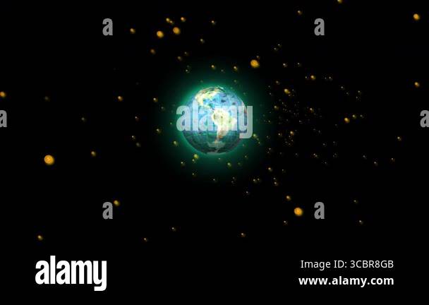 Digital economy animation showing globe surrounded by various ...