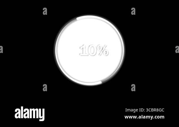 Animated progress bar displaying fifteen percent completion on a black ...