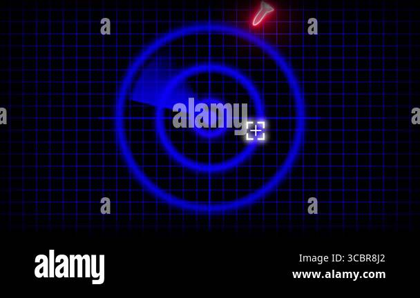Futuristic radar screen displaying target acquisition and scanning ...