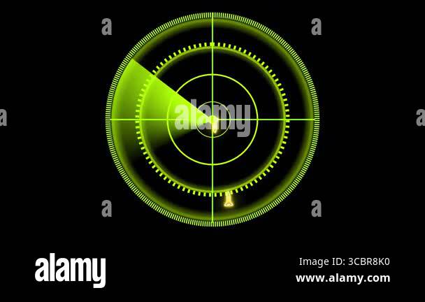 Animated green radar screen with tracking incoming aircraft and enemy ...