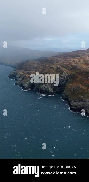 The coast in Ireland taken from the air. It shows a rocky coastline on ...