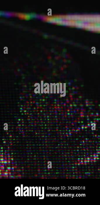 Vertical video. Damaged matrix. Glitch distortion. Shimmering grunge ...