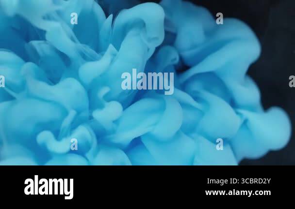 Smoke blow. Paint burst. Blue puff spray shot spread on black ...