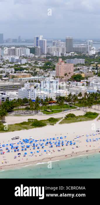 Miami Beach Ocean Drive aerial vertical stock footage 2025 Stock Video ...