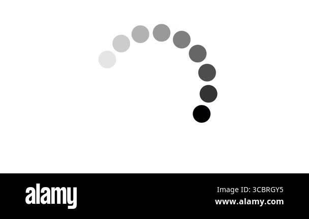 black circular loading animation spinning on a white screen for ...