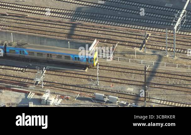 Train moving along tracks in Melbourne, Australia Stock Video Footage ...