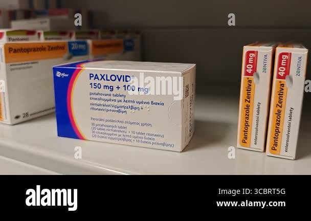 Prague,Czech republic- July 2 2025: Paxlovid box of medication with ...