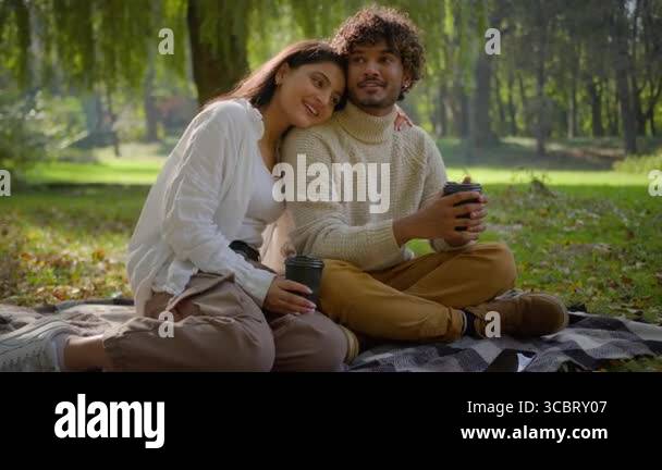 Happy smiling family carefree multiethnic couple in love Hispanic woman ...