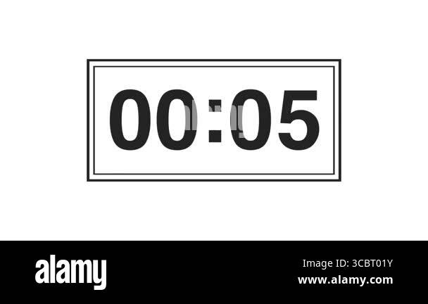5 seconds countdown timer animation from 5 to 0 on transparent ...